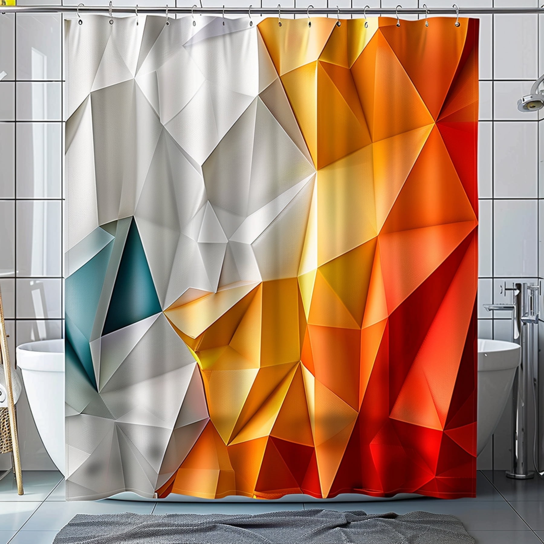 Transform Your Bathroom With Hyper Realistic Geometric Shower Curtain