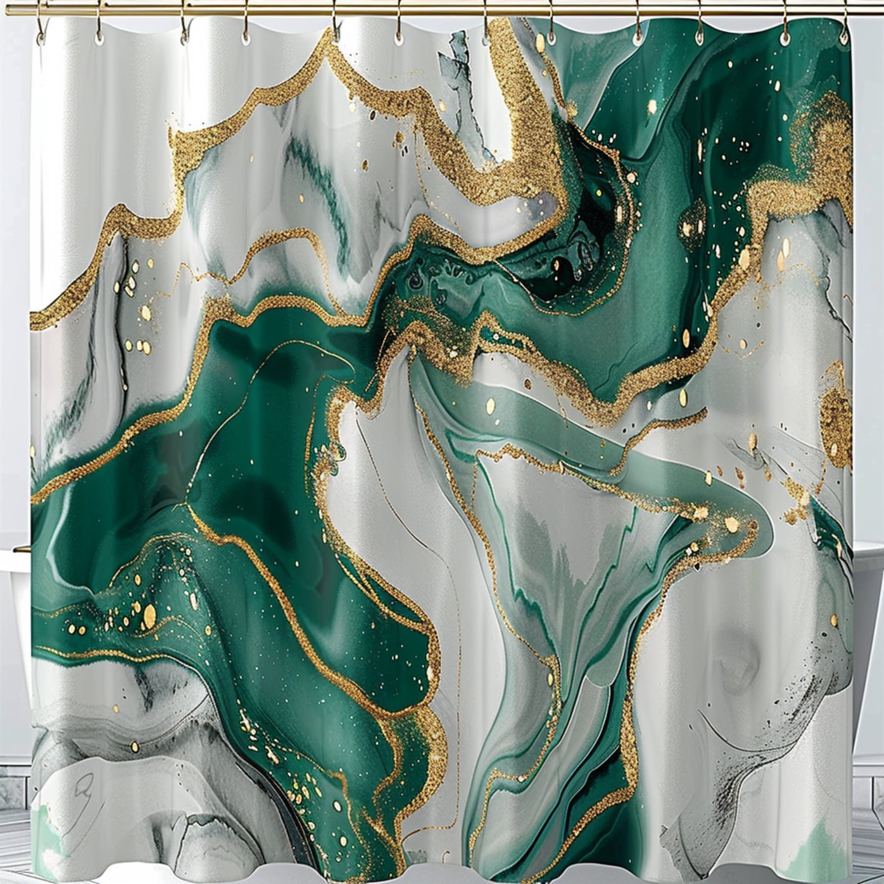 Transform Your Bathroom with Luxurious Marble & Gold Glitter Shower ...