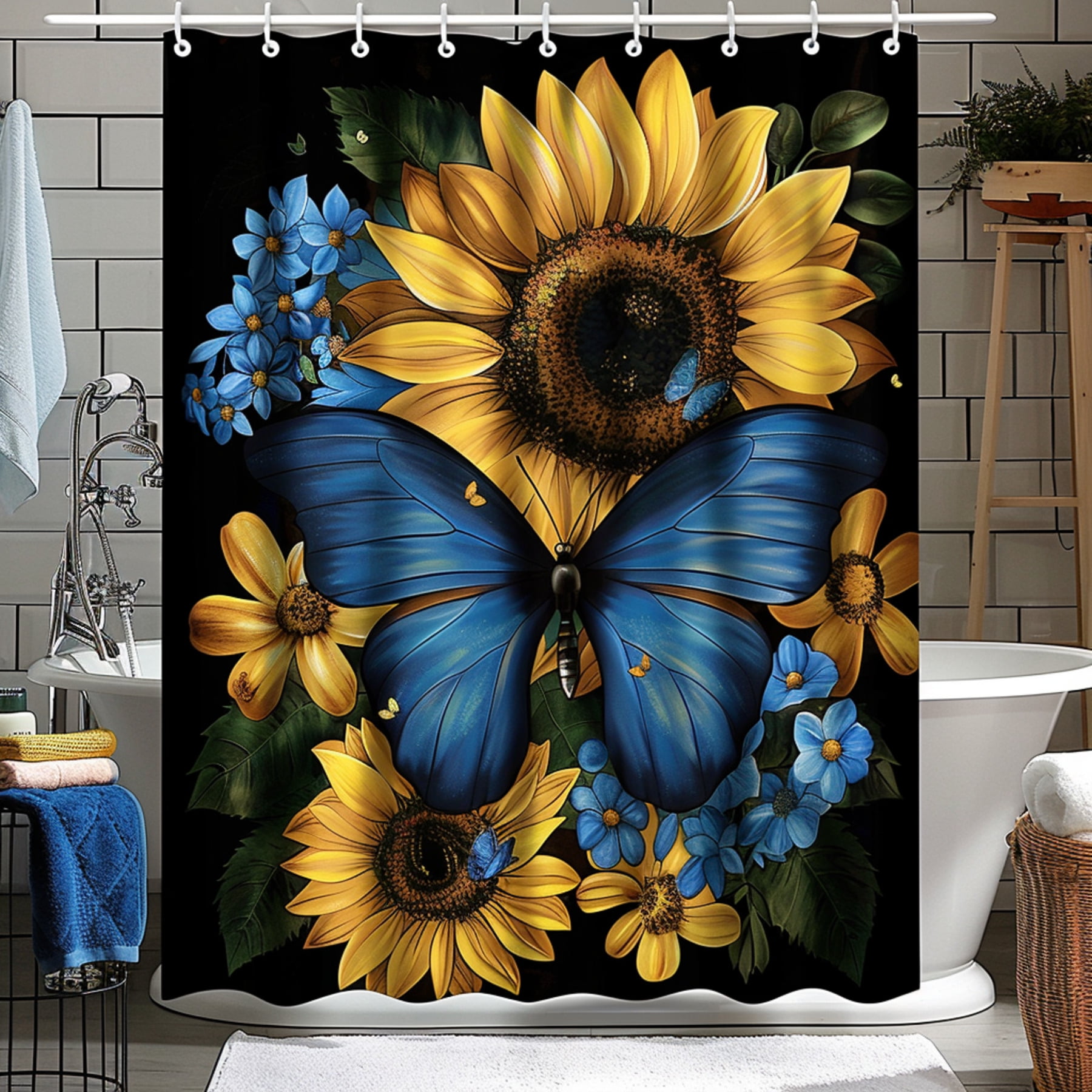 Transform Your Bathroom With Natures Beauty Butterfly And Sunflower
