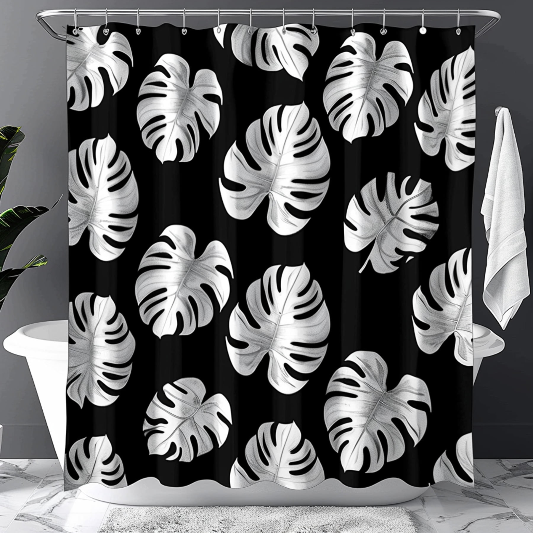 Transform Your Bathroom With Stylish Monstera Deliciosa And Monochrome