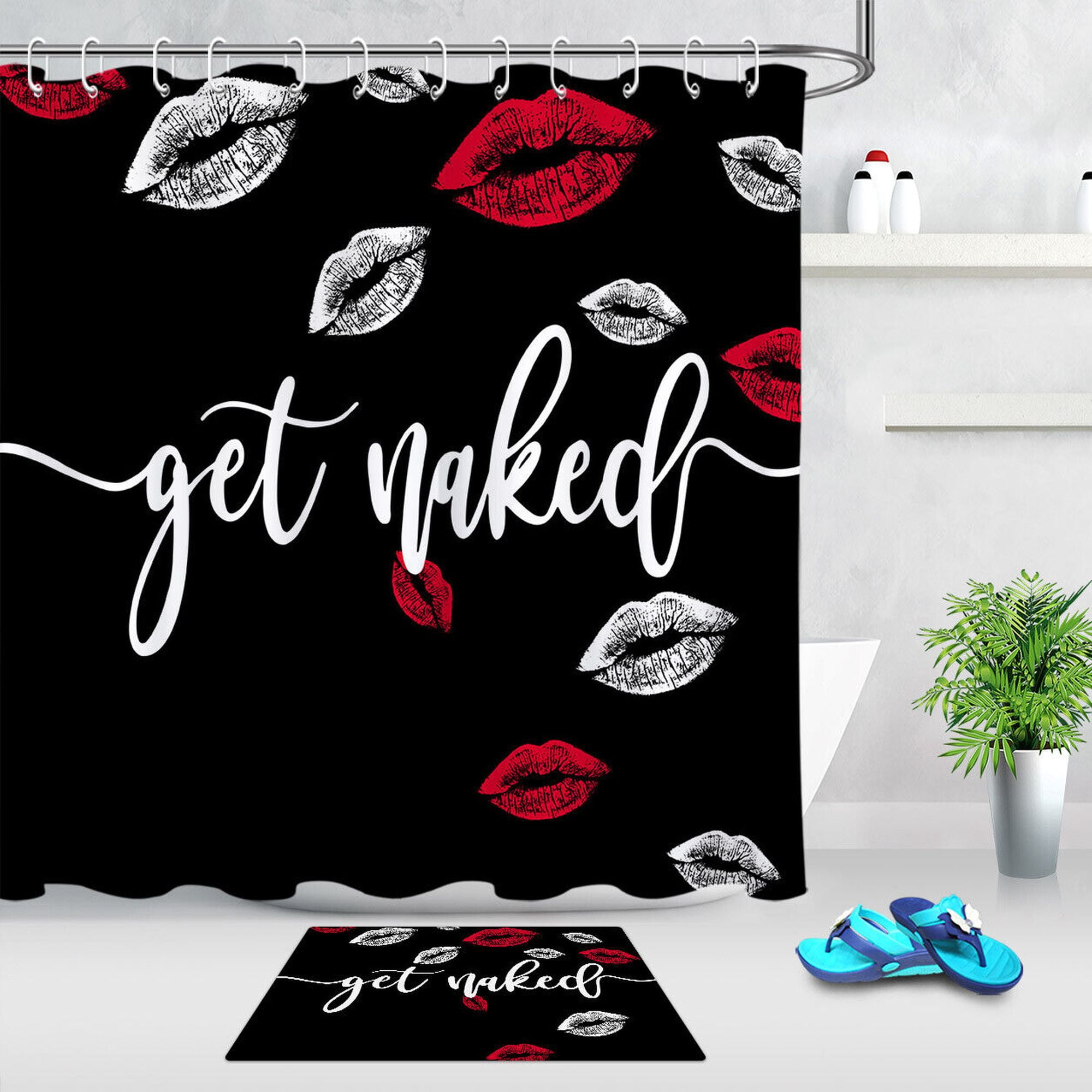 Transform Your Bathroom with Vibrant Lips Typography Shower Curtain ...