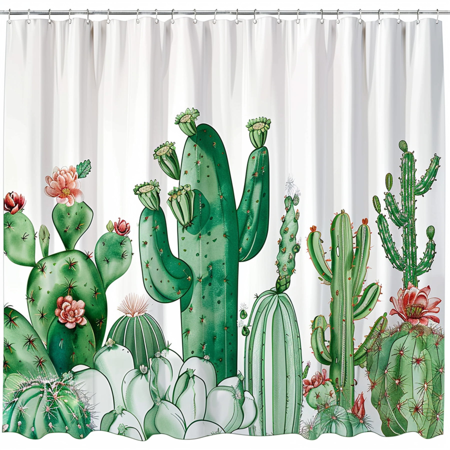 Transform Your Bathroom With Whimsical Cactus Shower Curtain Cartoon