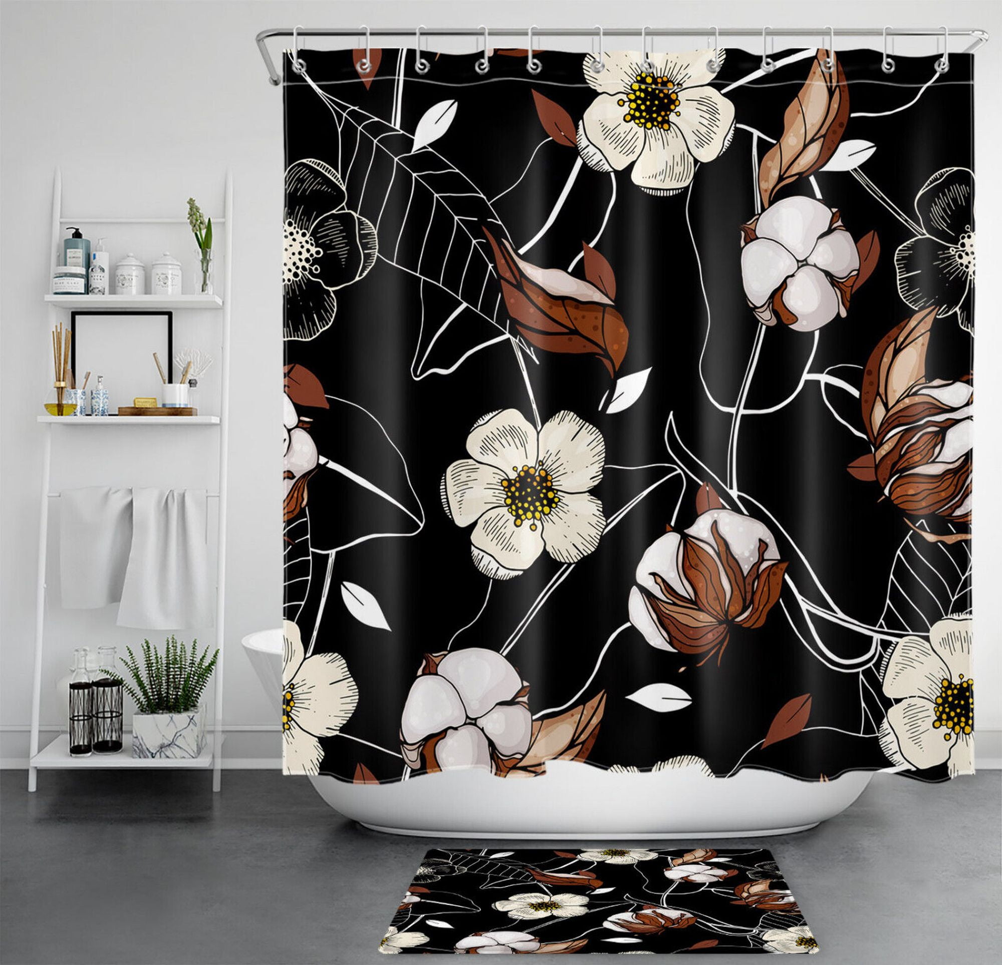 Transform Your Bathroom with a Modern Botanical Plaid Shower Curtain ... Transform Your Bathroom with a Modern Botanical Plaid Shower Curtain ...