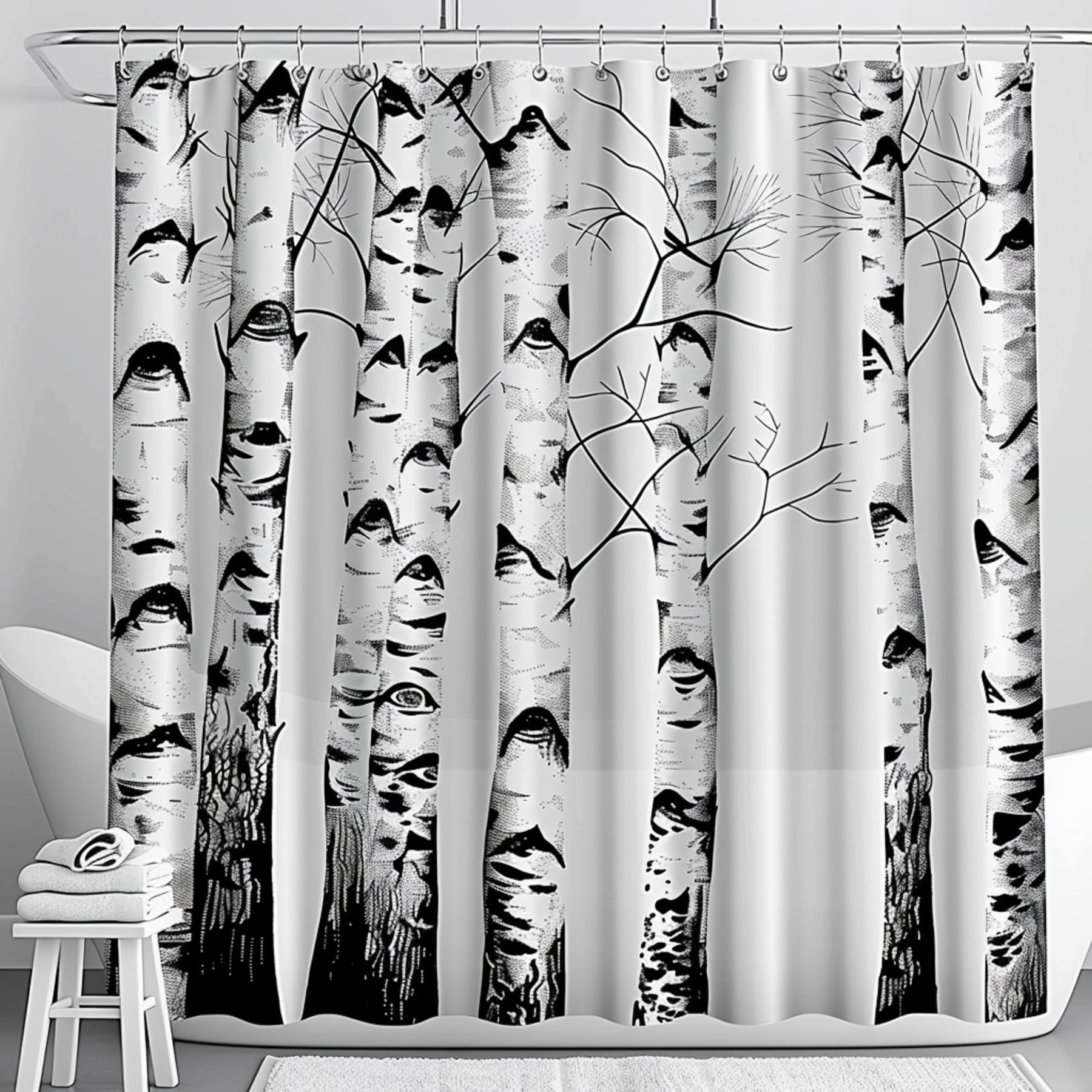 Transform Your Bathroom with a Stunning Birch Tree Forest Design Shower ...
