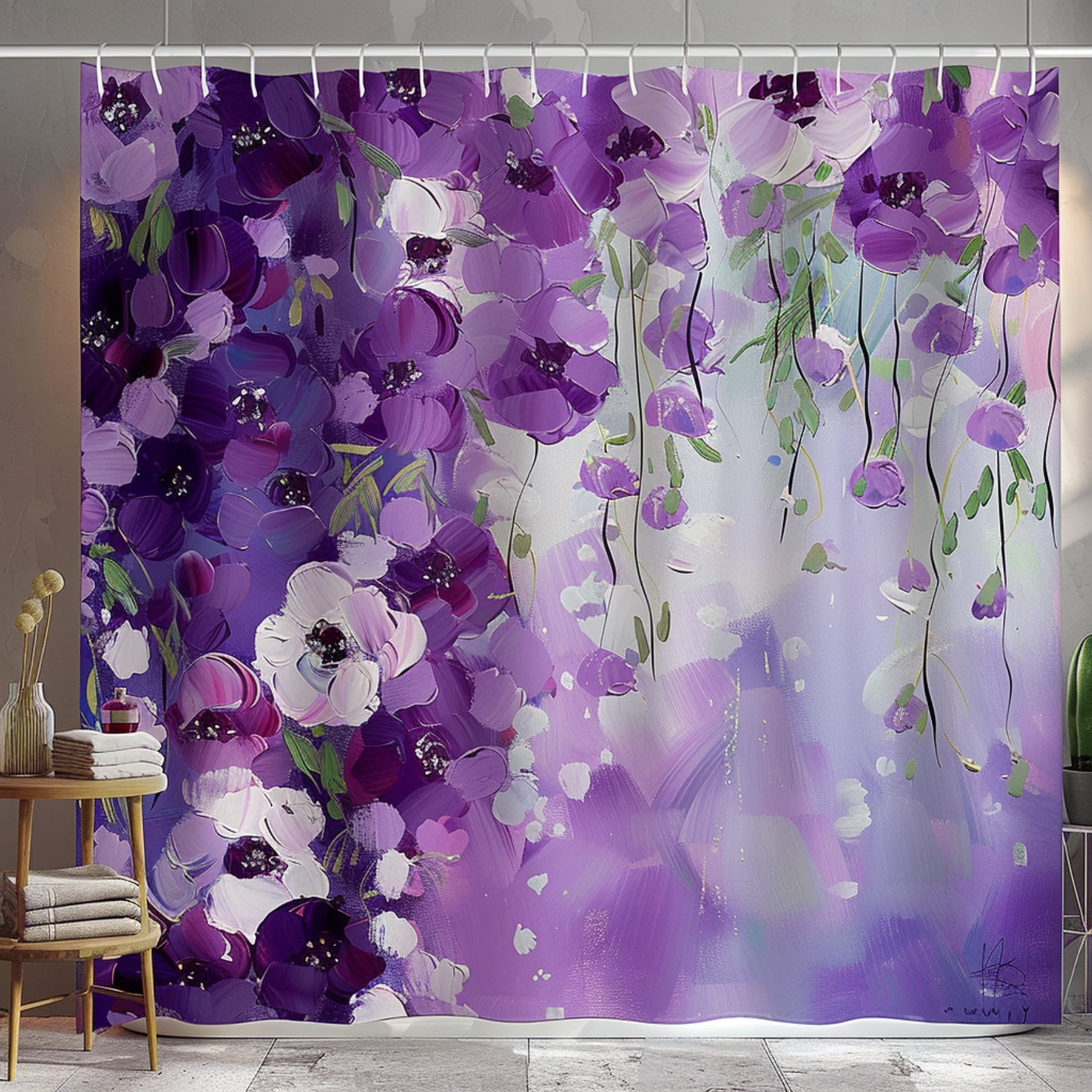 Transform Your Bathroom With A Unique Purple Floral Shower Curtain