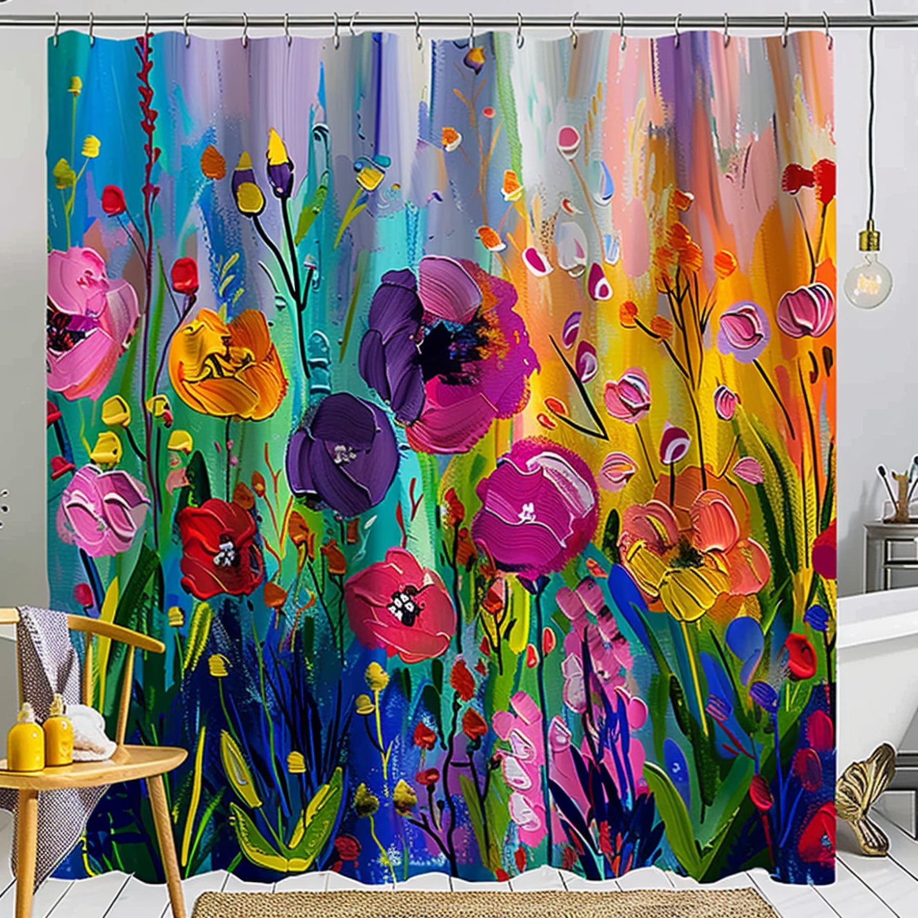 Transform Your Bathroom with a Vibrant Abstract Floral Garden Shower ...