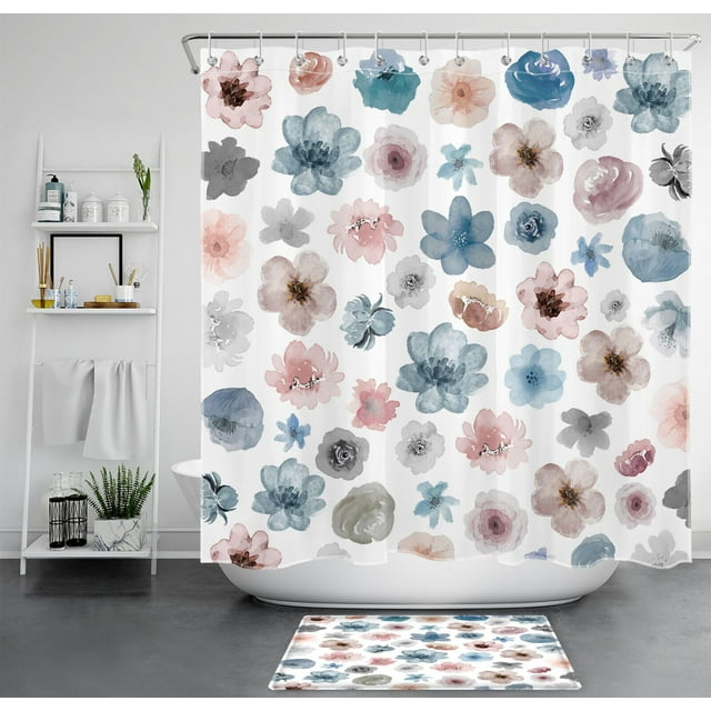 Transform Your Bathroom With A Watercolor Floral Shower Curtain Set
