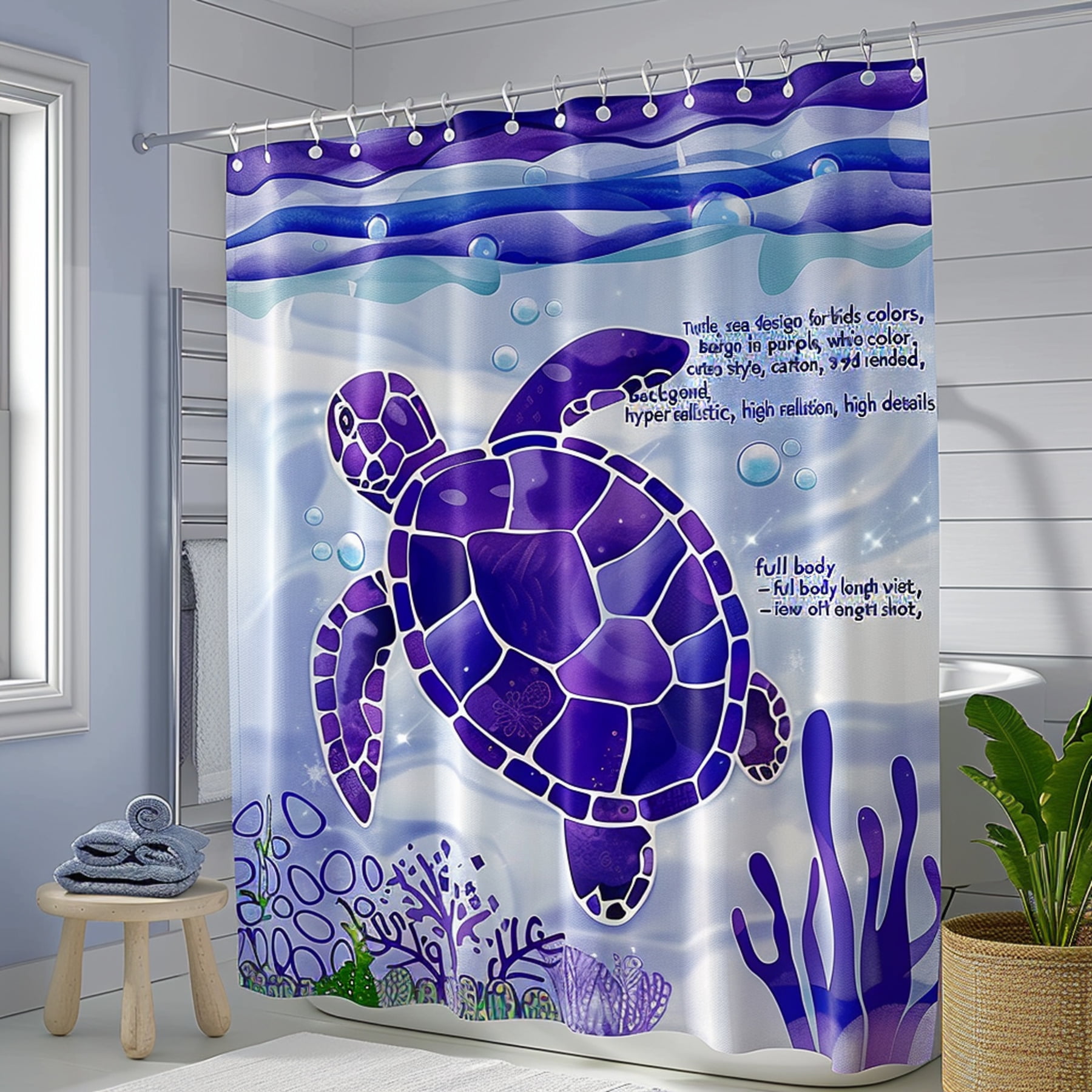 Transform Your Bathroom with a Whimsical Purple Sea Turtle Shower ...