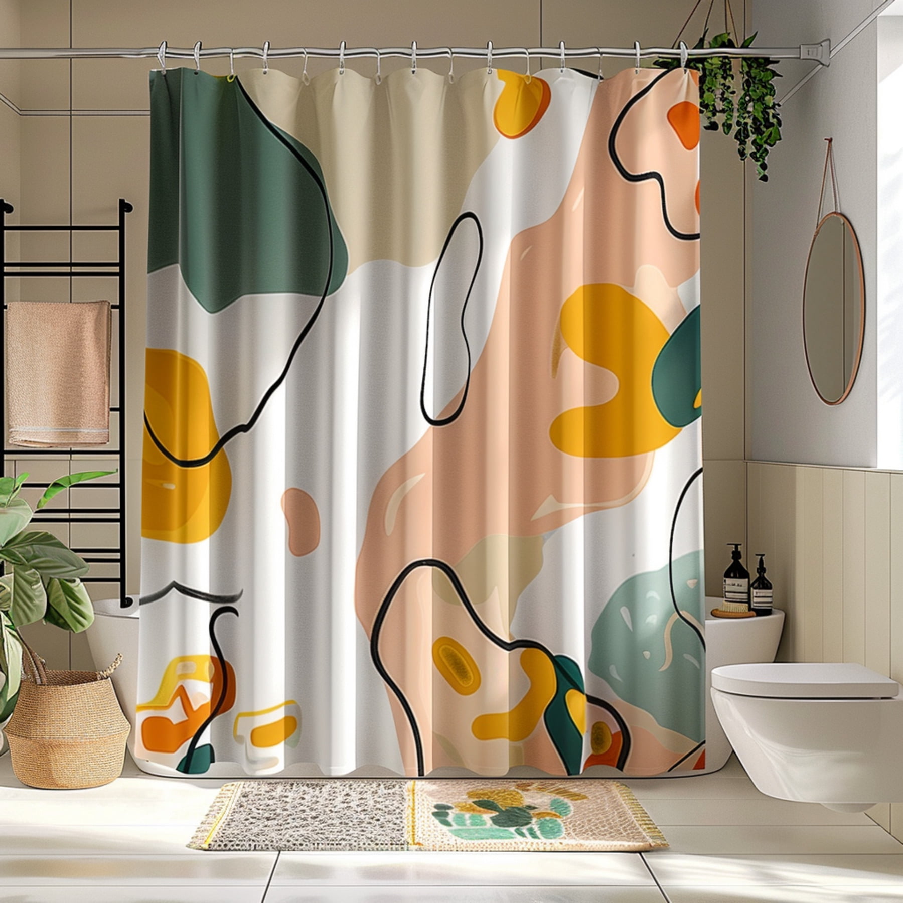 Transform Your Bathroom with our Abstract Art Shower Curtain Bold ...