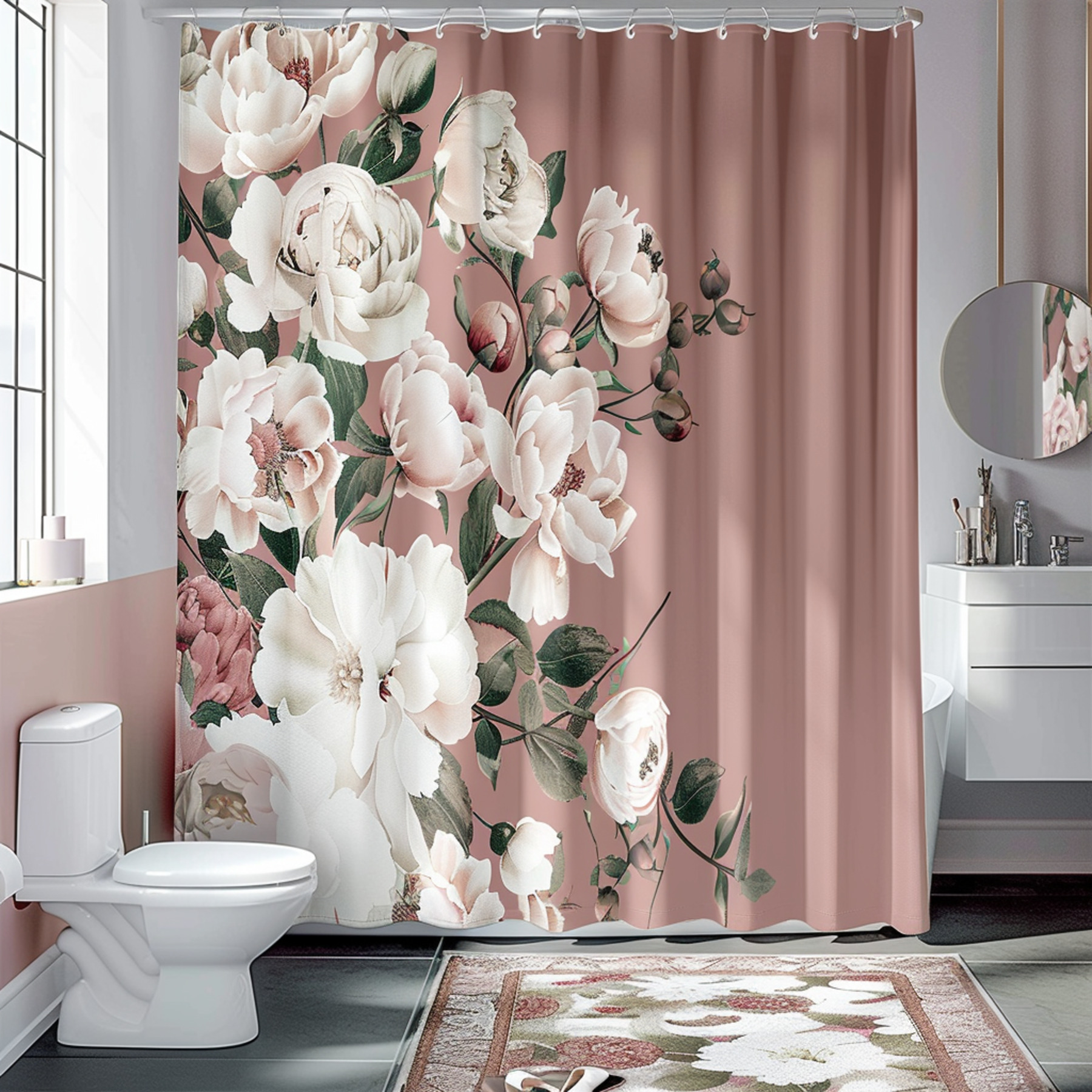 Transform Your Bathroom with our Peony Flower Shower Curtain Elevate ...
