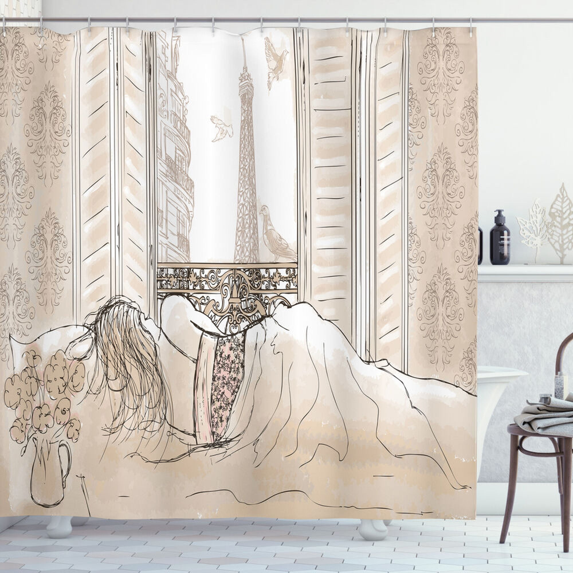 Transform Your Bathroom With The Chic Eiffel Tower Shower Curtain