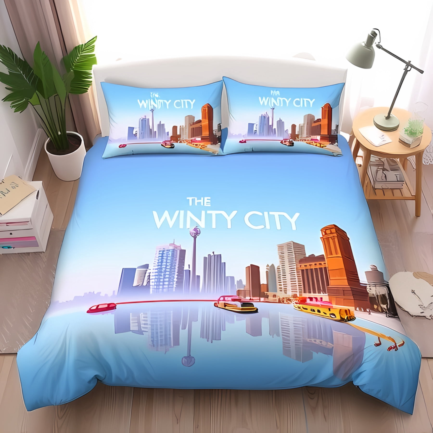 Transform Your Bedroom with the 3-Piece "The Winty City" Duvet Cover ...