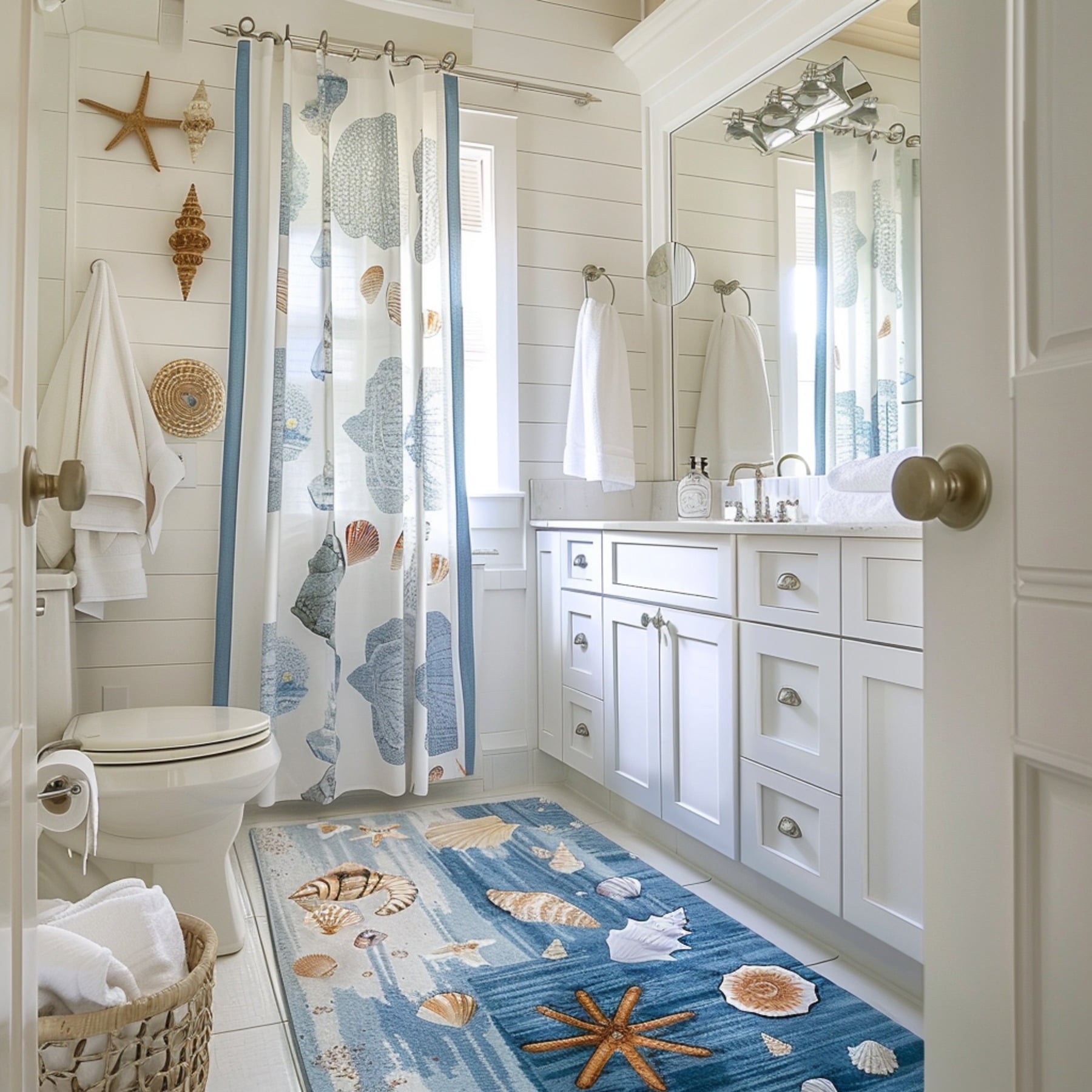 Transform Your Coastal Bathroom with Colorful Seashell Curtains ...