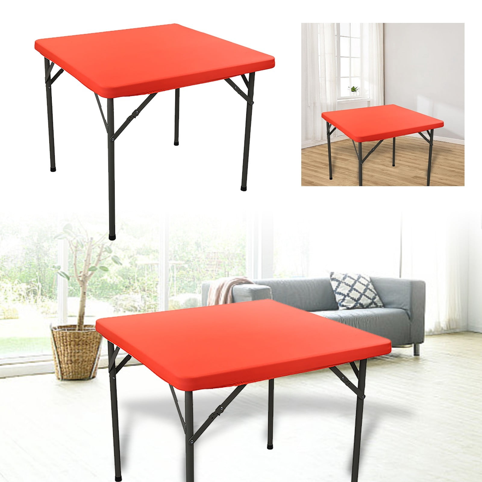 Square Elastic Table Cover for Instant Home Upgrade Stretchable Dining ...