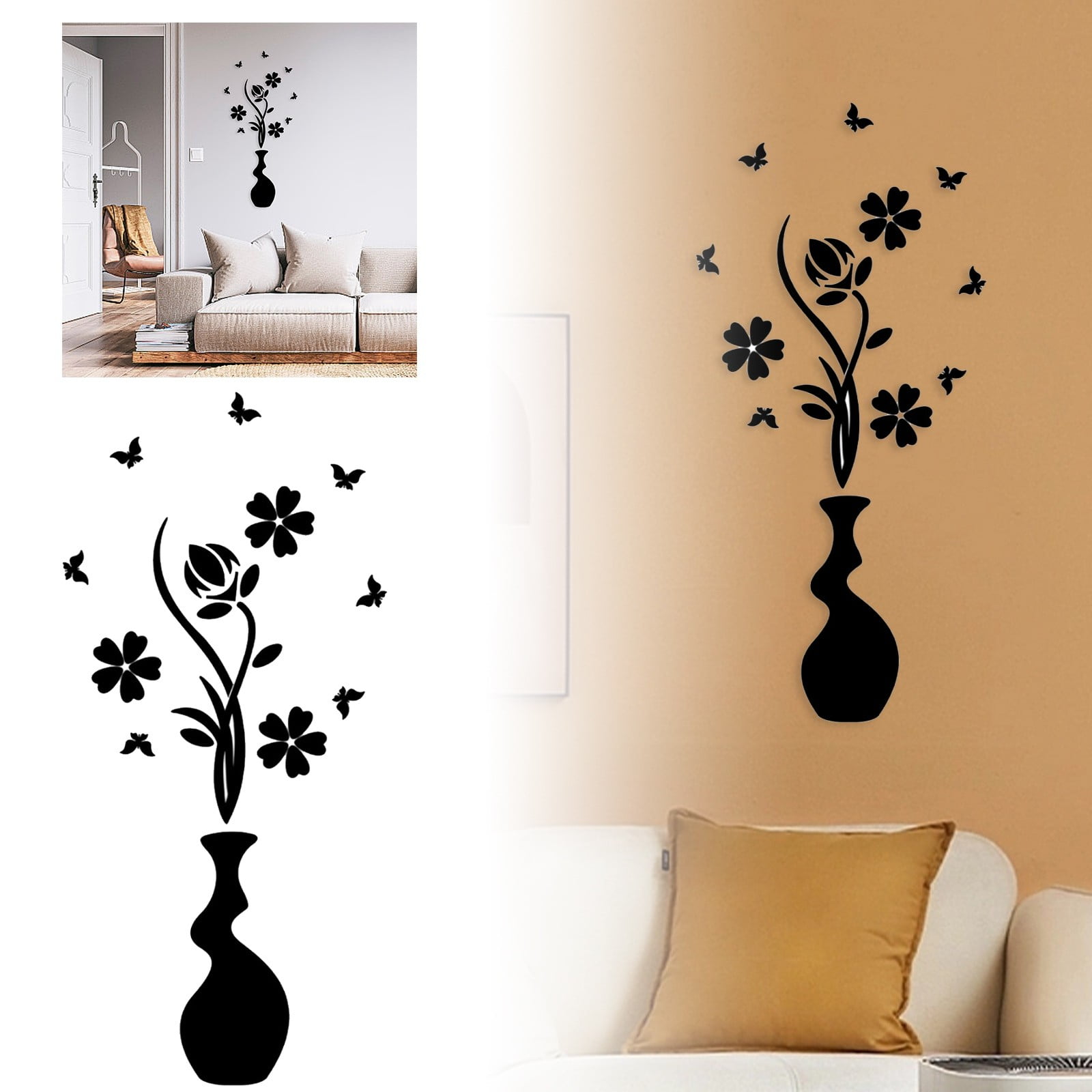 Transform Your Space with Floral Wall Stickers - Acrylic Design - for ...