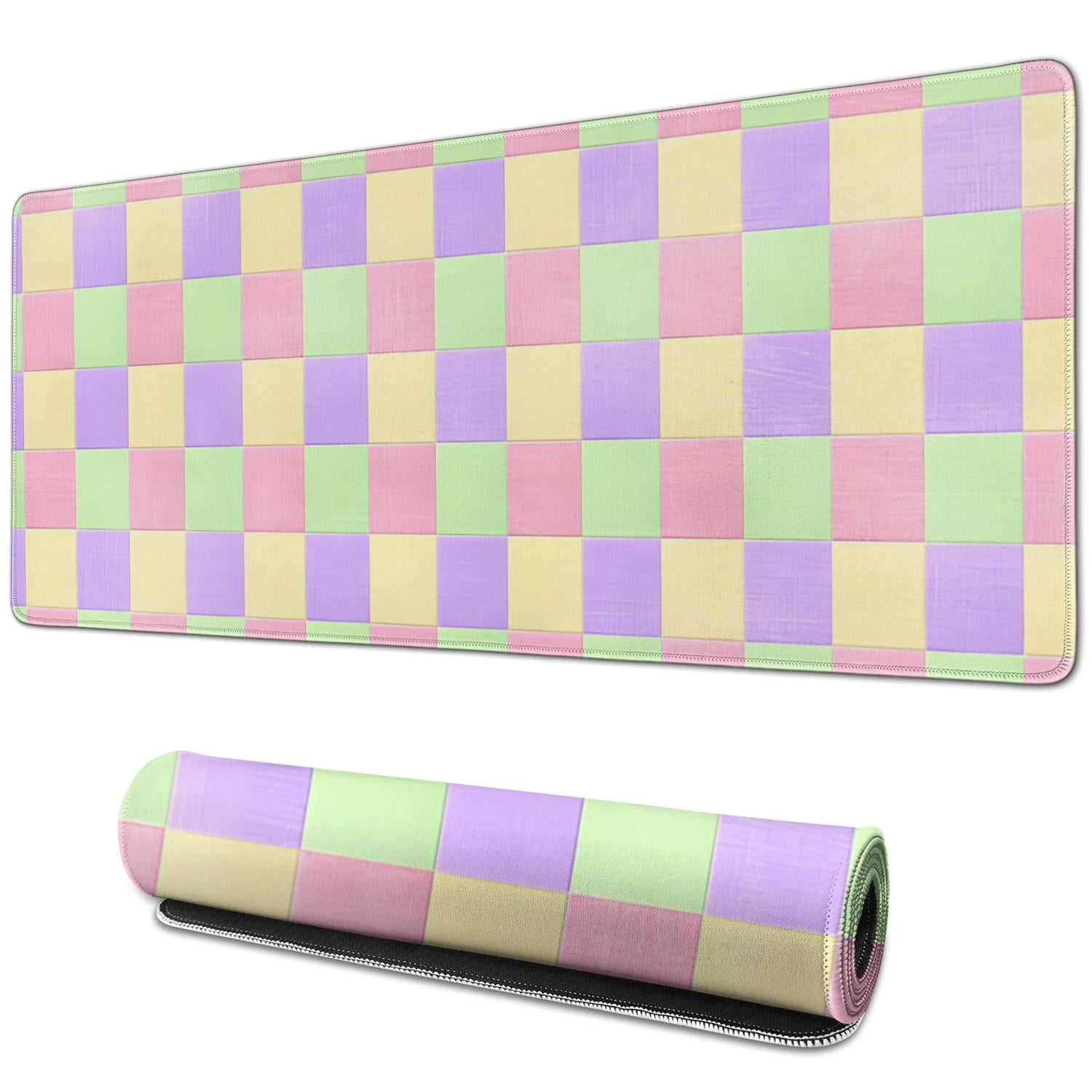 Transform Your Workspace! Pastel Checkered Desk Mat, Aesthetic Office ...