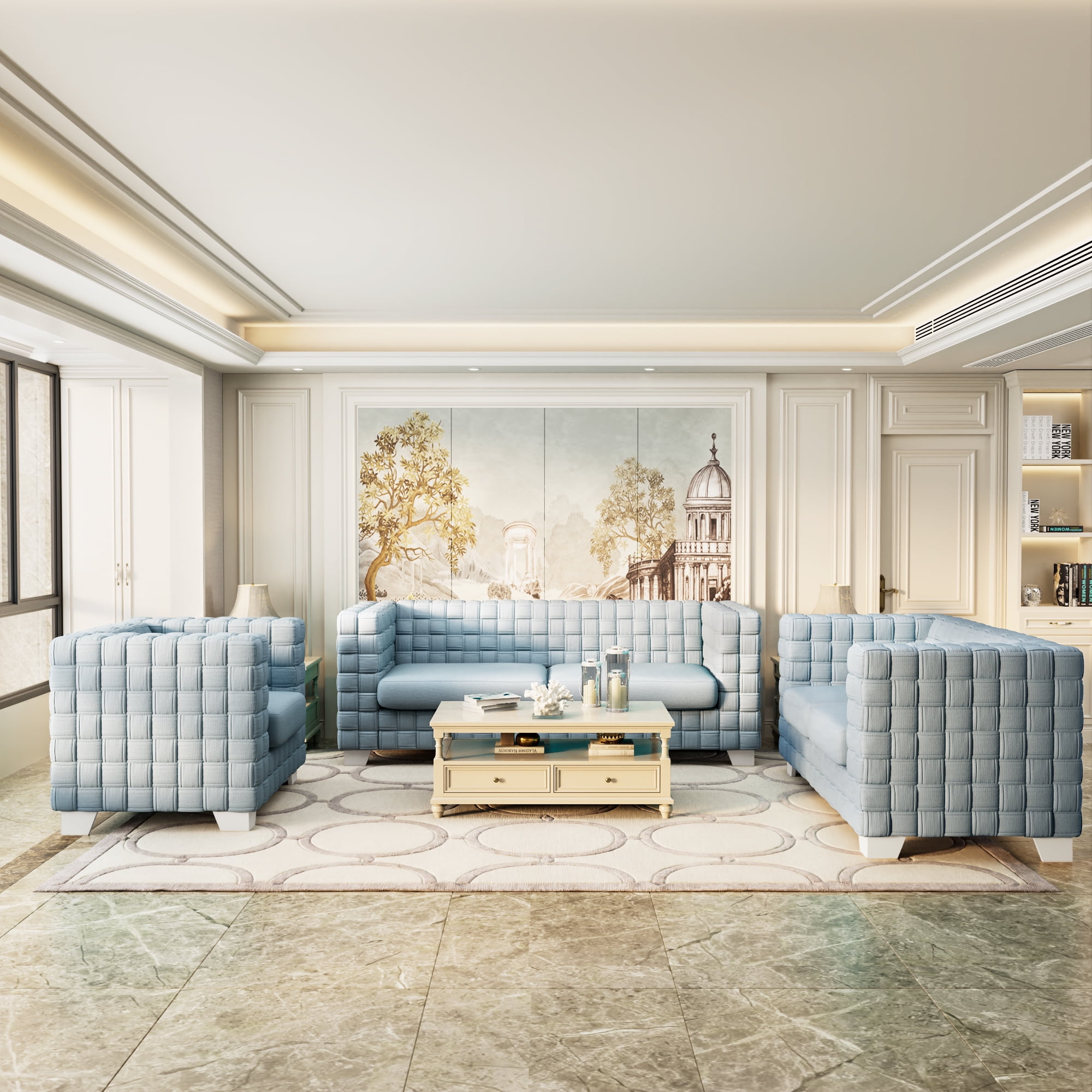 Transform your space with the FXD1 sofa set featuring a chair loveseat ...