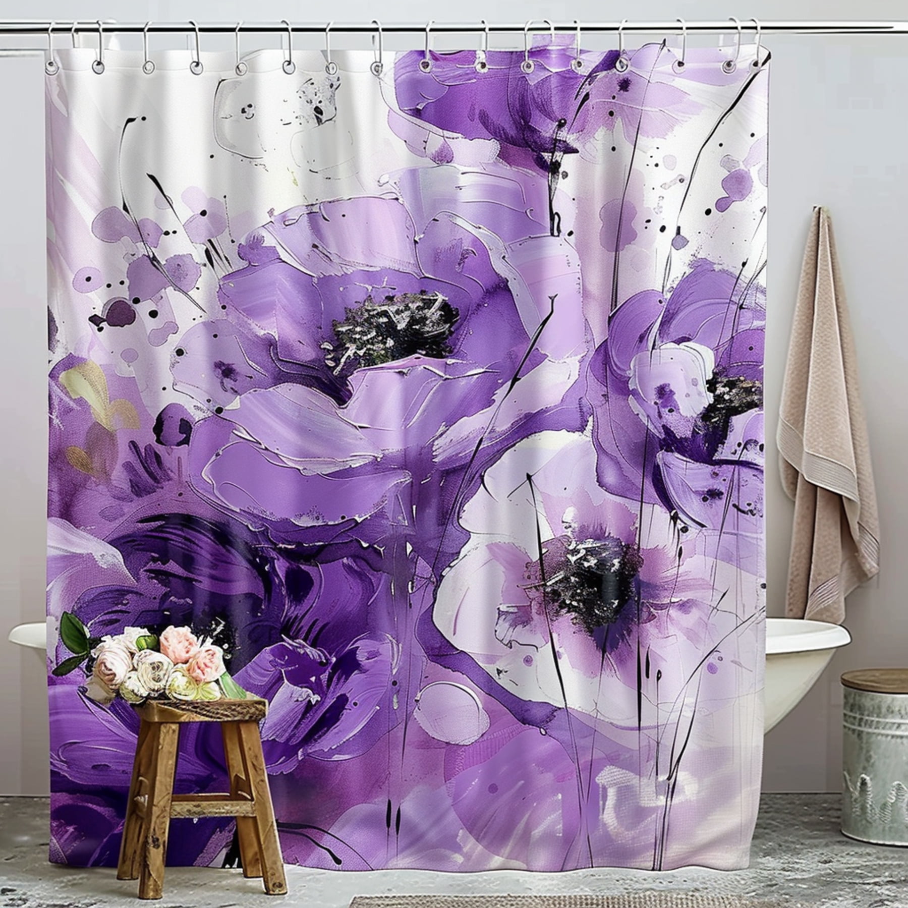 Transform Your Bathroom Into An Art Gallery With This Unique Purple And