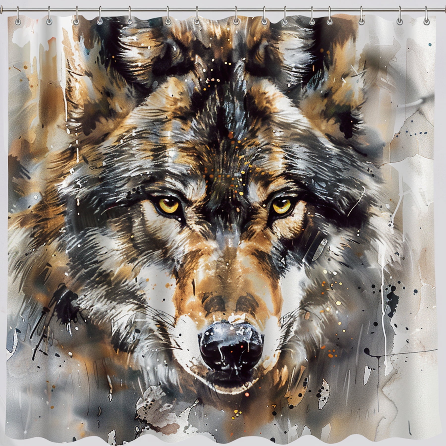 Transform your bathroom with a stunning wolf oil painting shower ...