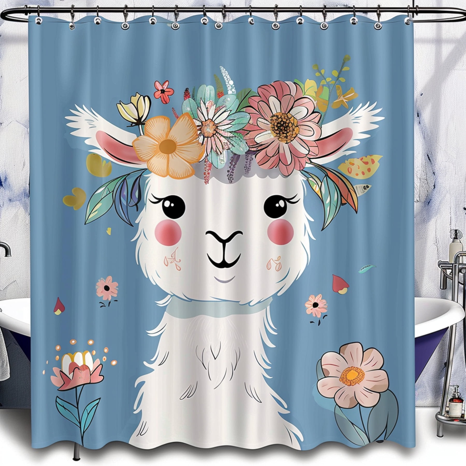 Transform your bathroom with our adorable llama shower curtain add a ...