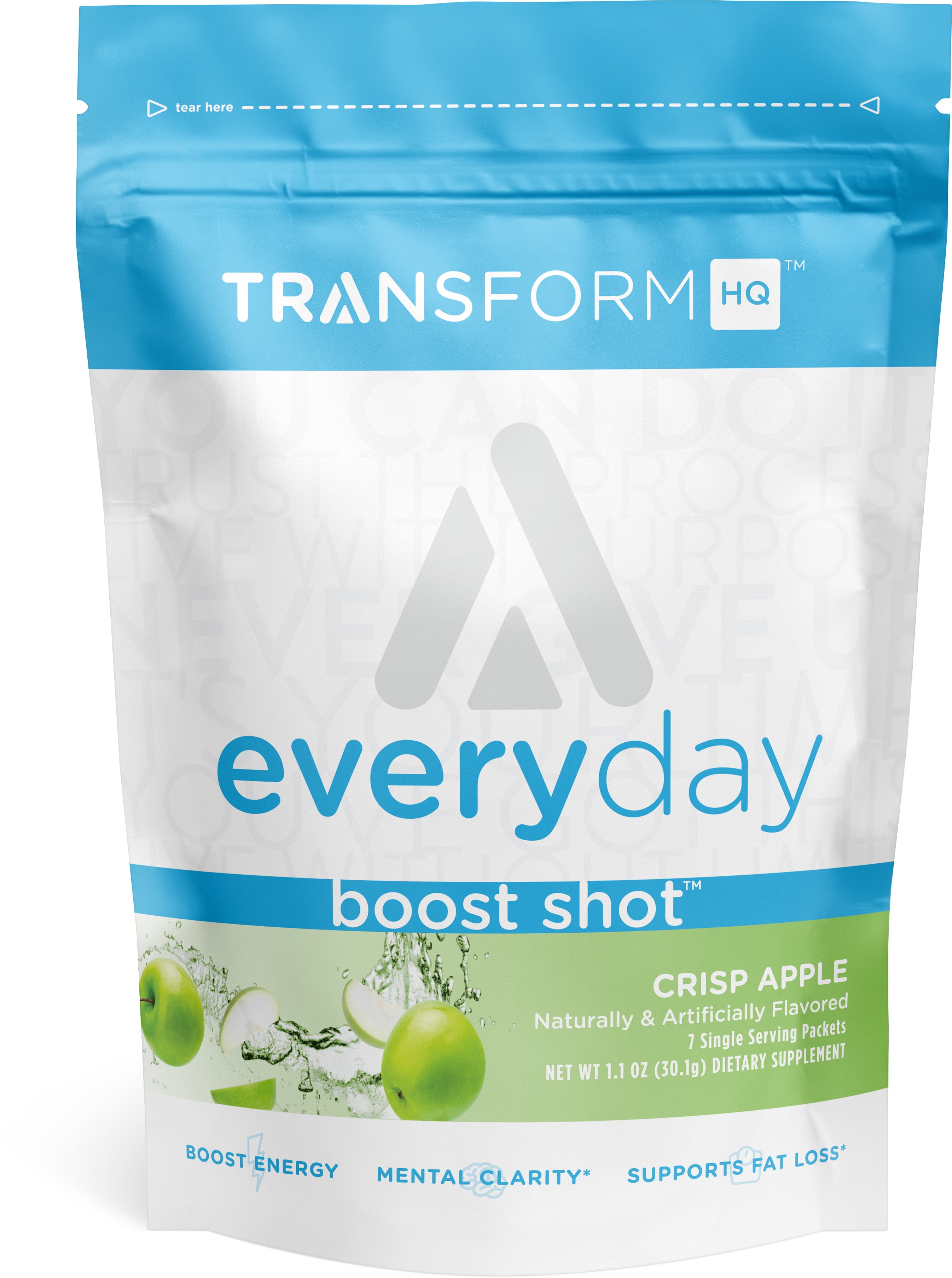 TransformHQ Boost Shot Powder Drink Stick Packets, Crisp Apple, 7 Pack ...