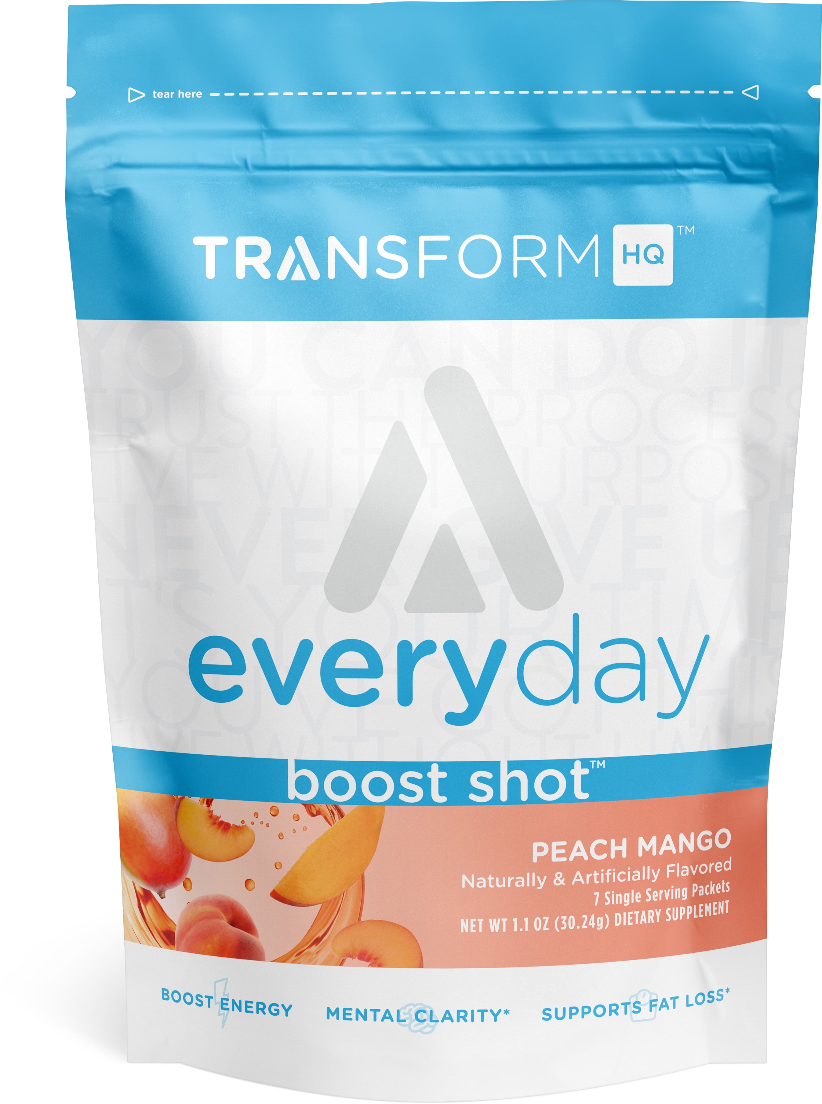 TransformHQ Boost Shot Powder Drink Stick Packets, Peach Mango, 7 Pack ...