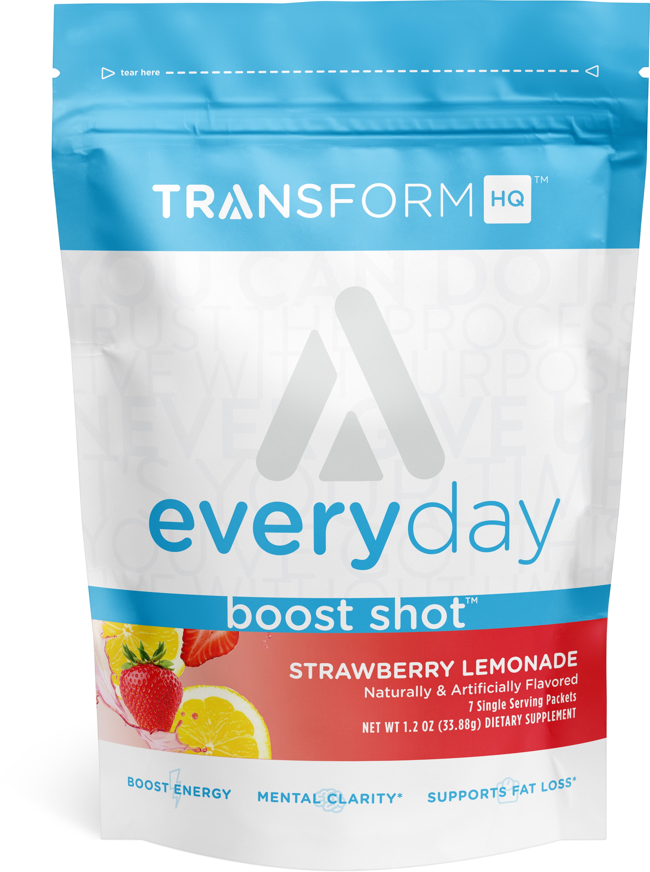 TransformHQ Boost Shot Powder Drink Stick Packets, Strawberry Lemonade ...