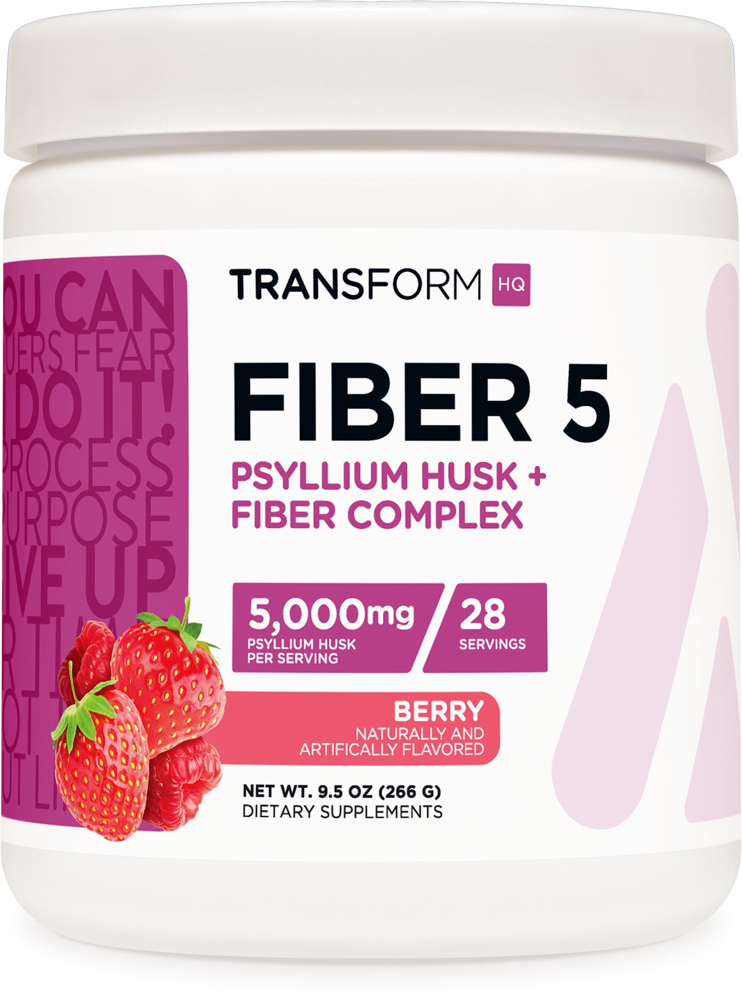 TransformHQ Fiber 5 Psyllium Husk and Fiber Complex Powder (Berry ...