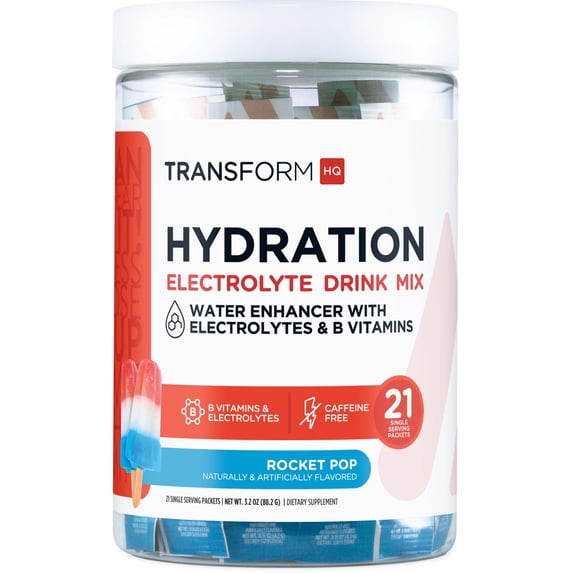 TransformHQ Hydration Drink Mix (21 Single-Serving Packets, Rocket Pop ...