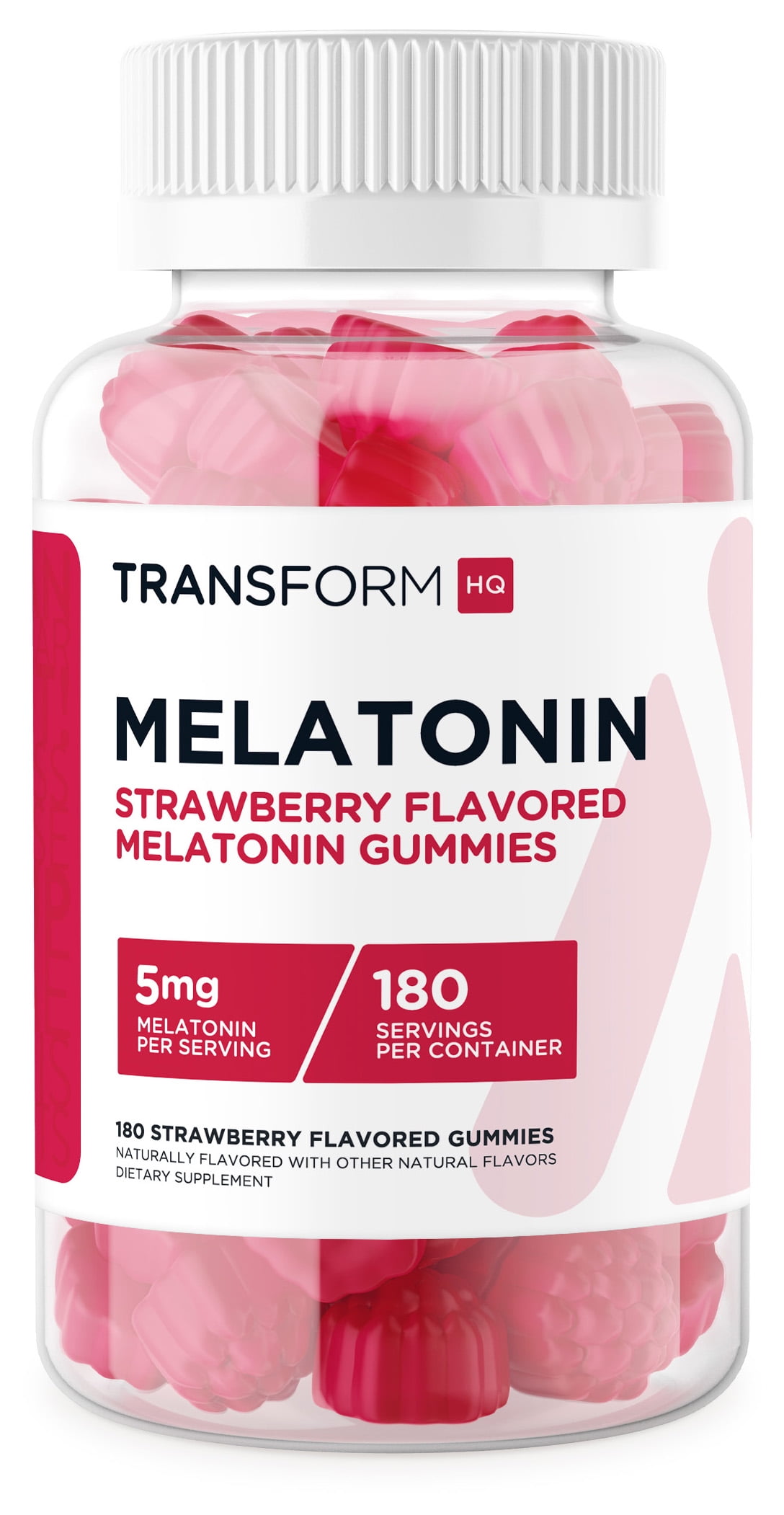 TransformHQ Melatonin (5mg) 180 Gummies, Strawberry Flavored - Gluten ...