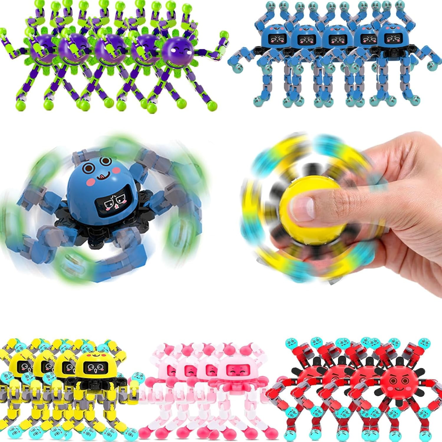 Transformable Fidget Spinner Toys for Kids, Stress Relief Sensory Toys ...