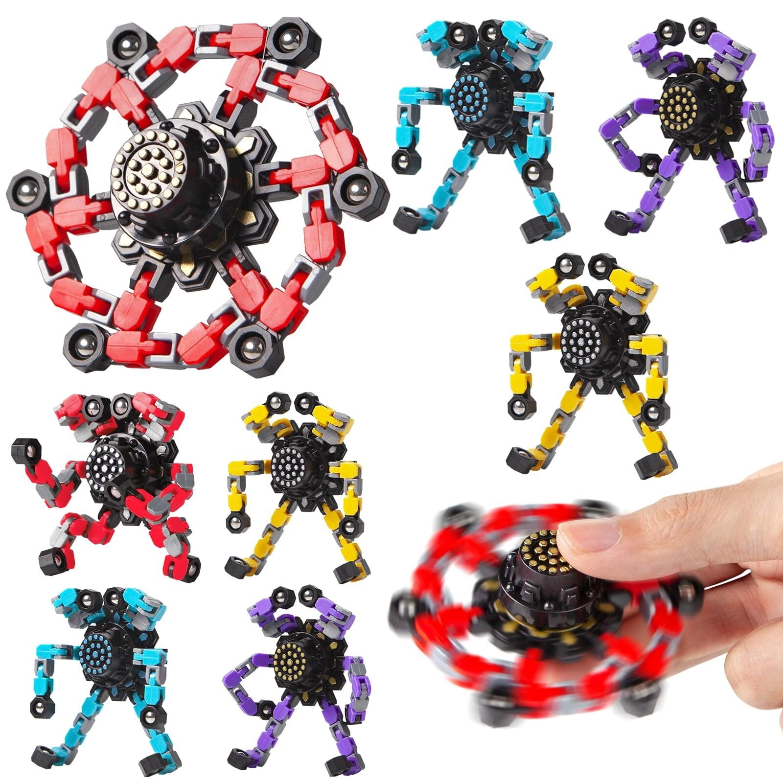Transformable Fidget Spinners 4 Pcs for Kids and Adults Stress Relief ...