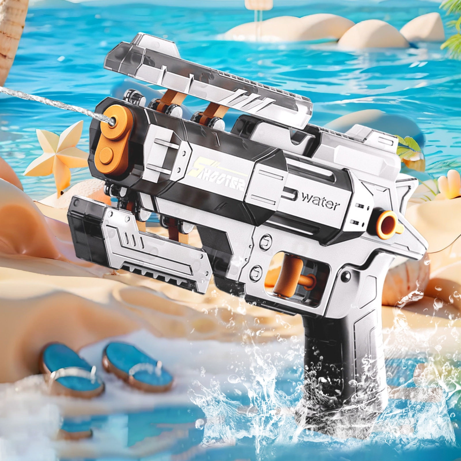 Transformable Press-Activated Burst Pistol Water Gun with Linked ...