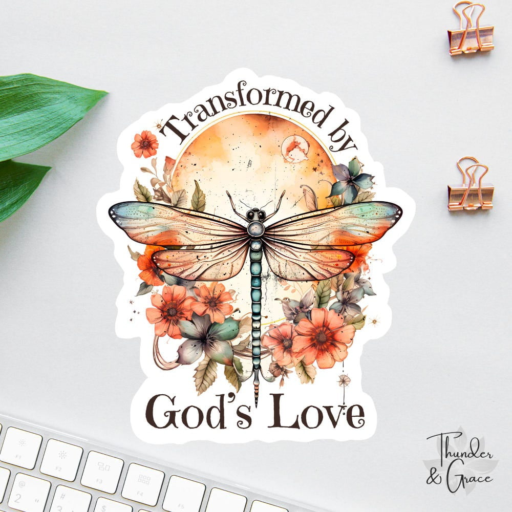 Transformed By God'S Love Sticker, Planner Sticker, Dragonfly Sticker ...