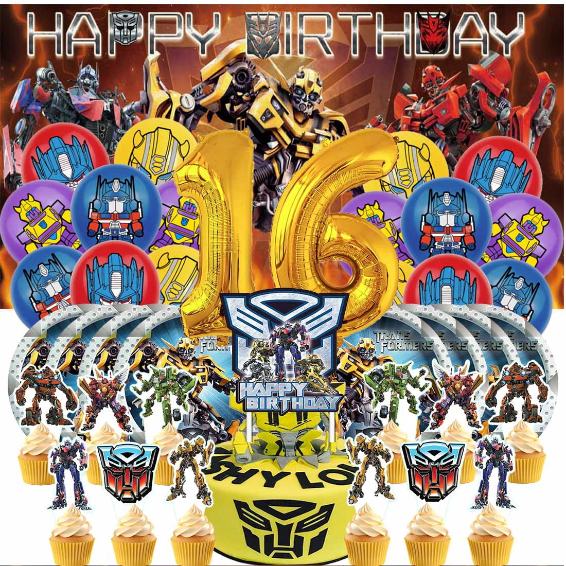 Transformer Balloons Party Supplies 16th Decor Tableware Birthday Cake ...