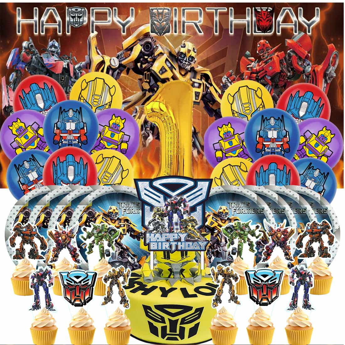 Transformer Balloons Party Supplies 1st Decor Tableware Birthday Cake ...