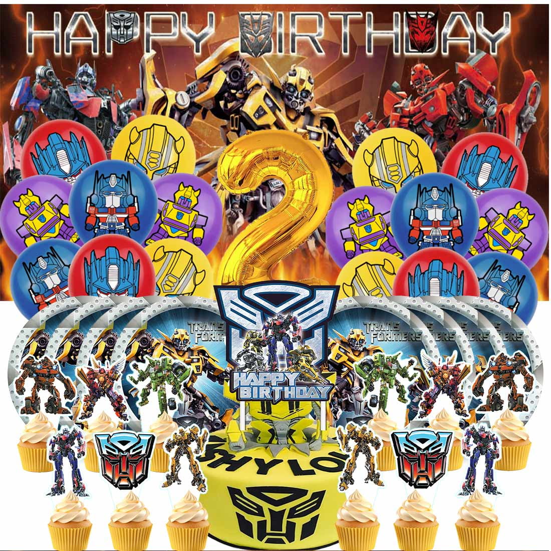 Transformer Balloons Party Supplies 2nd Decor Tableware Birthday Cake ...