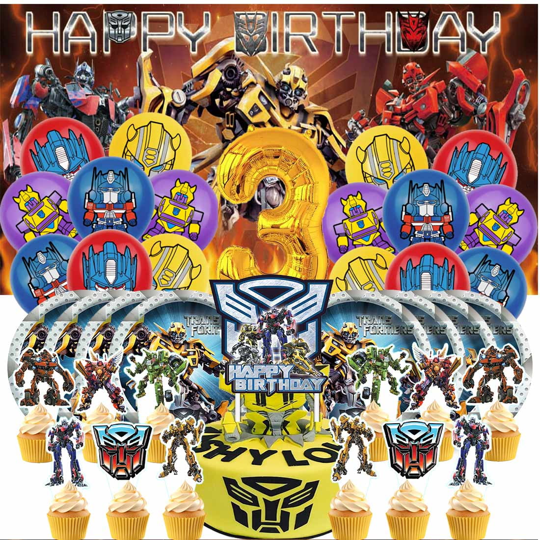 Transformer Balloons Party Supplies 3rd Decor Tableware Birthday Cake ...