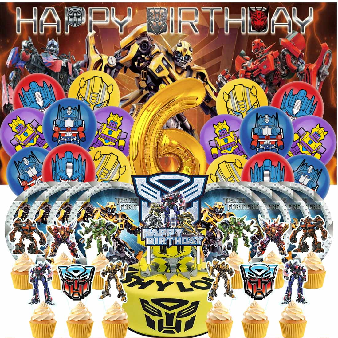 Transformer Balloons Party Supplies 6th Decor Tableware Birthday Cake ...
