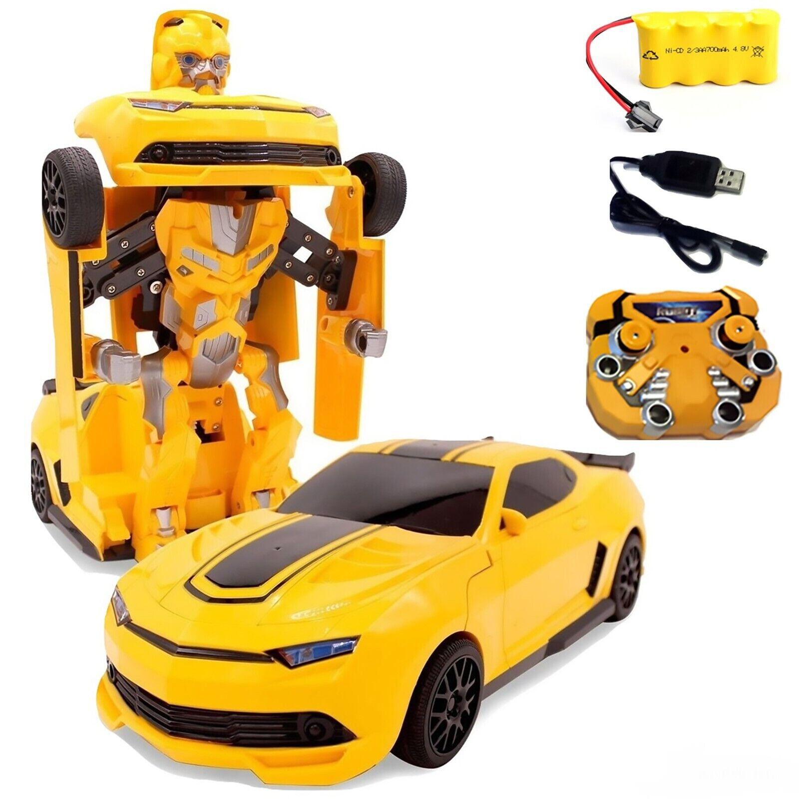 Transformer Bumblebee Robot Remote Control Lights & Sirens Toy Car for ...