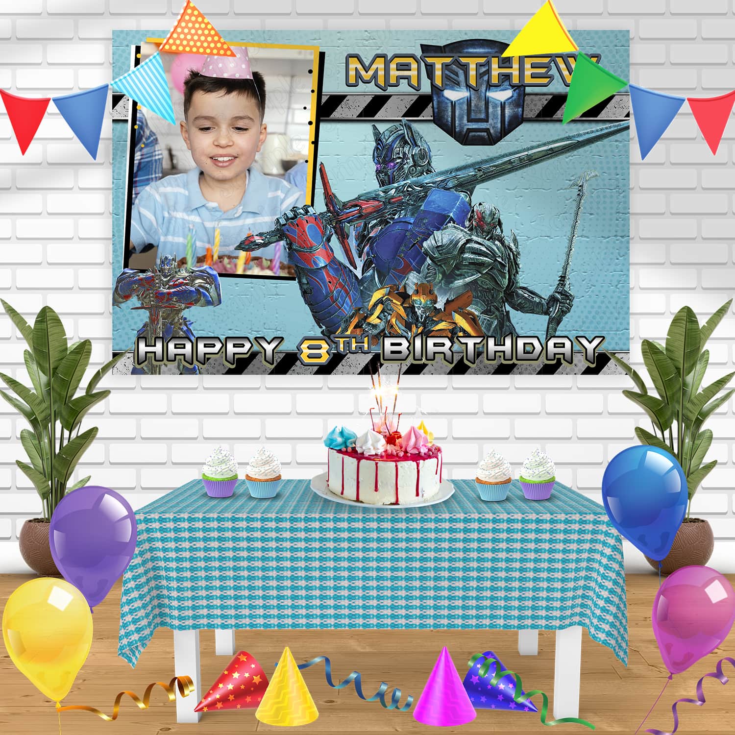 Transformer Optimus Prime Bumblebee Frame Birthday Banner Personalized ...
