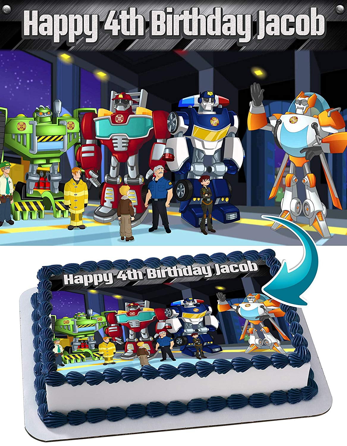 Transformer Rescue Bots Edible Cake Image Topper Personalized Birthday ...