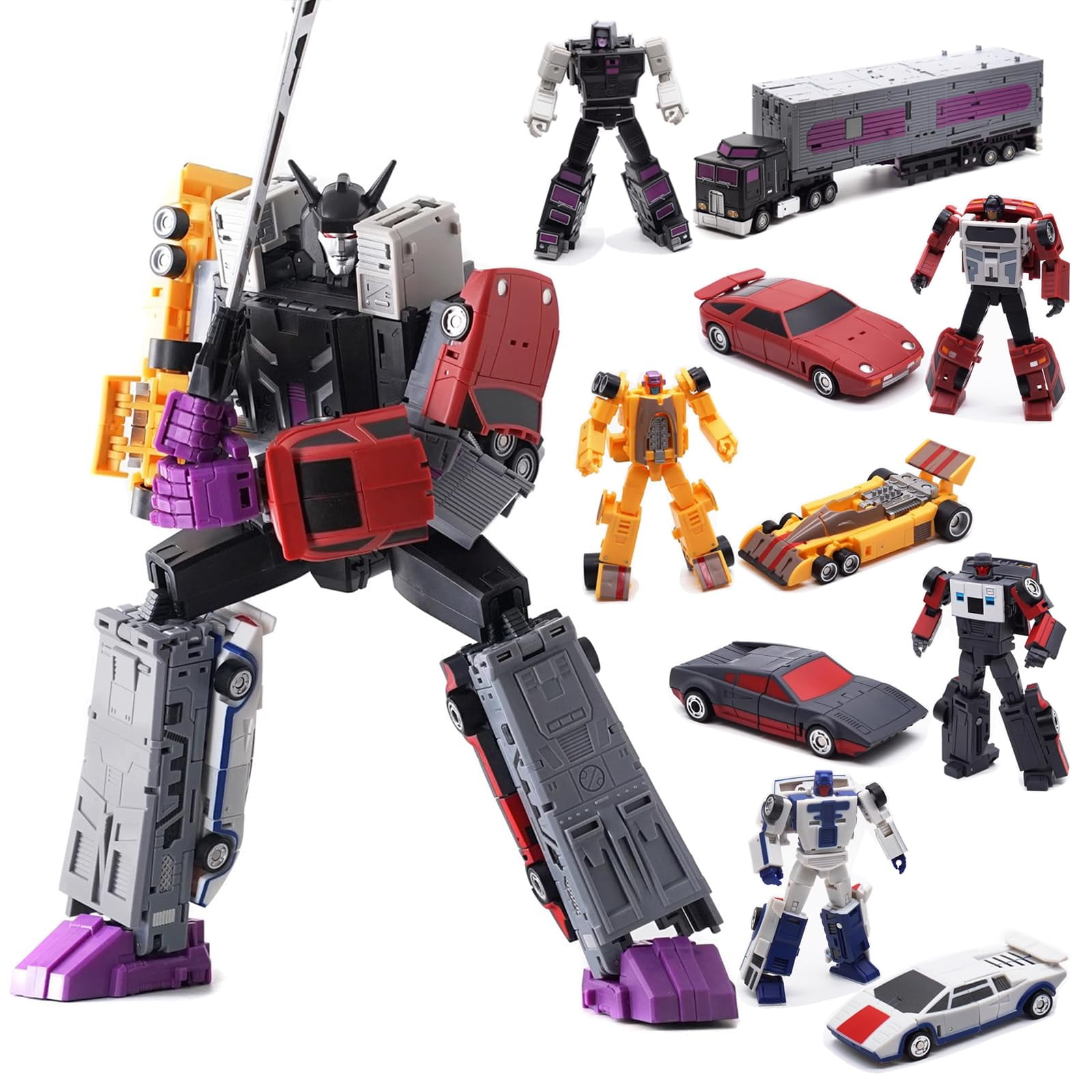 Deformation Toy Combiner Set 5 in 1 Mini Action Figure Model Robot Car ...
