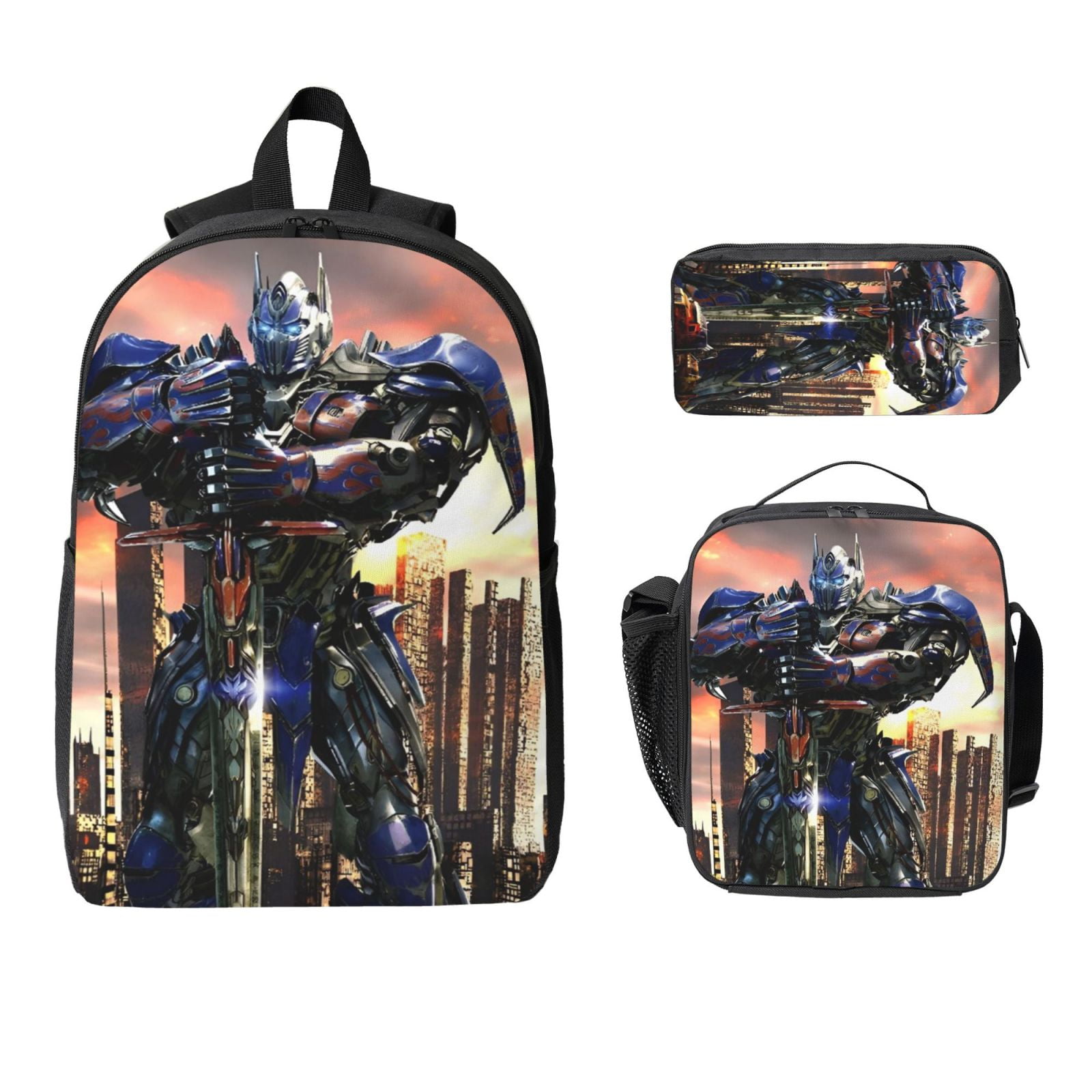 Transformers 17" Backpack + Insulated Lunch Tote + Pencil Case Set ...