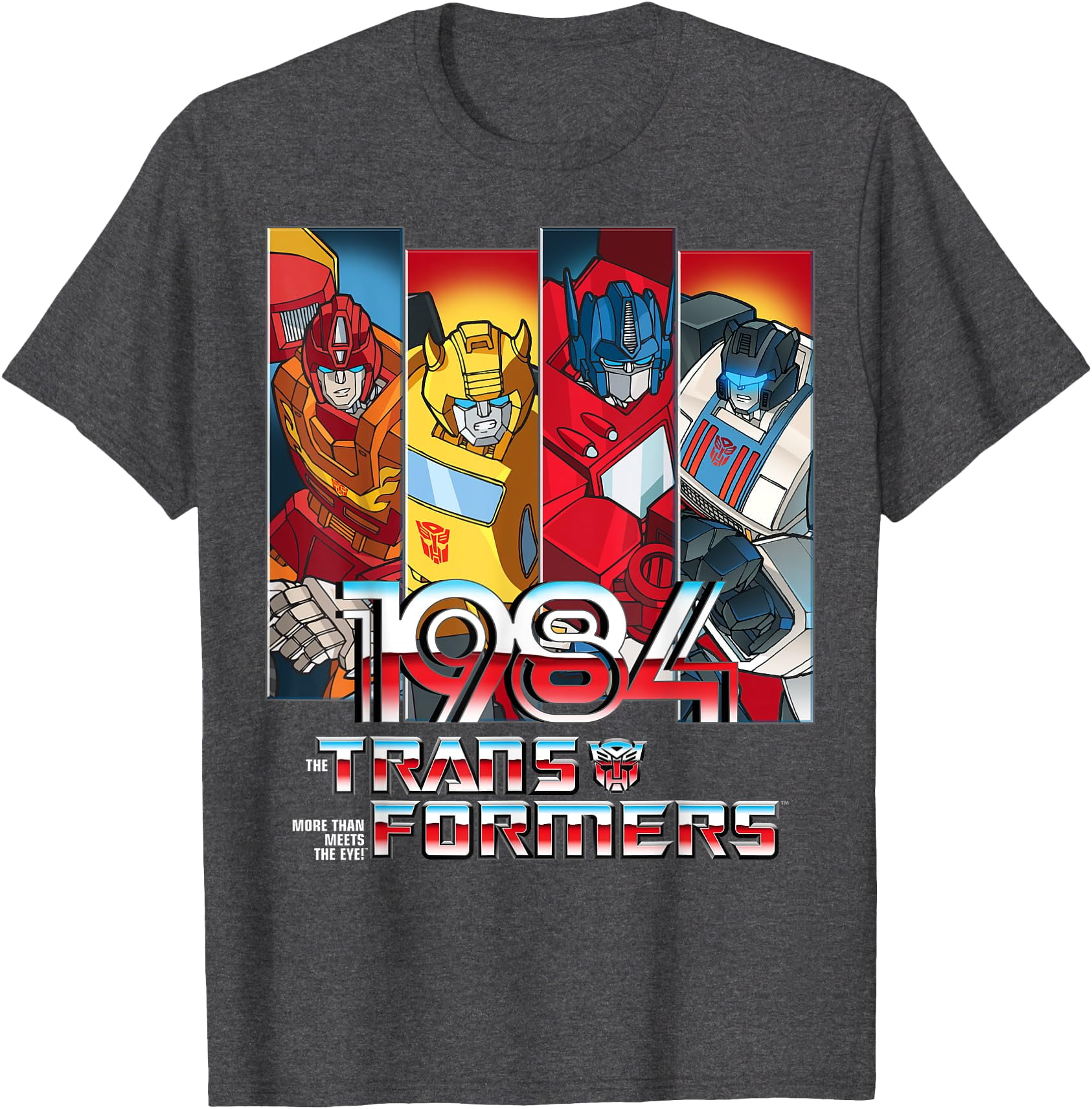 Transformers 1984 Vintage Autobots Panels T-Shirt, Dark Heather Color ...