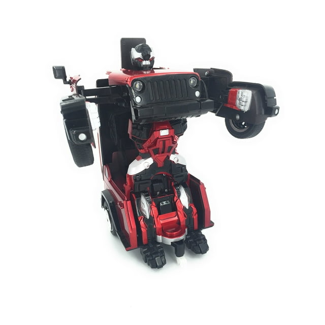 Transformers 2.4G RC Remote Control Robot Car Rechargeable Jeep Wrangler Vehicle Robot Changing ...