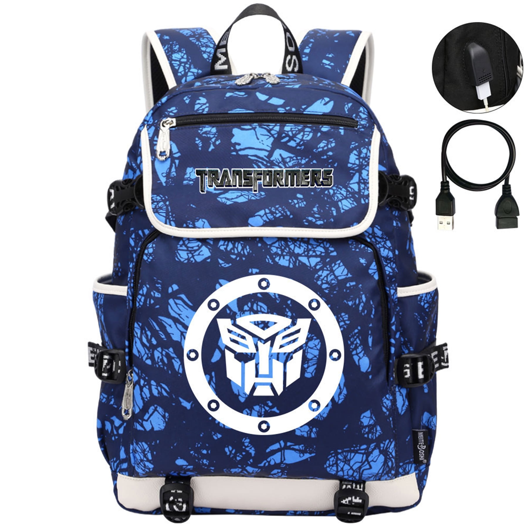 Transformers Backpack with USB Charge Port Student School Bookbag ...