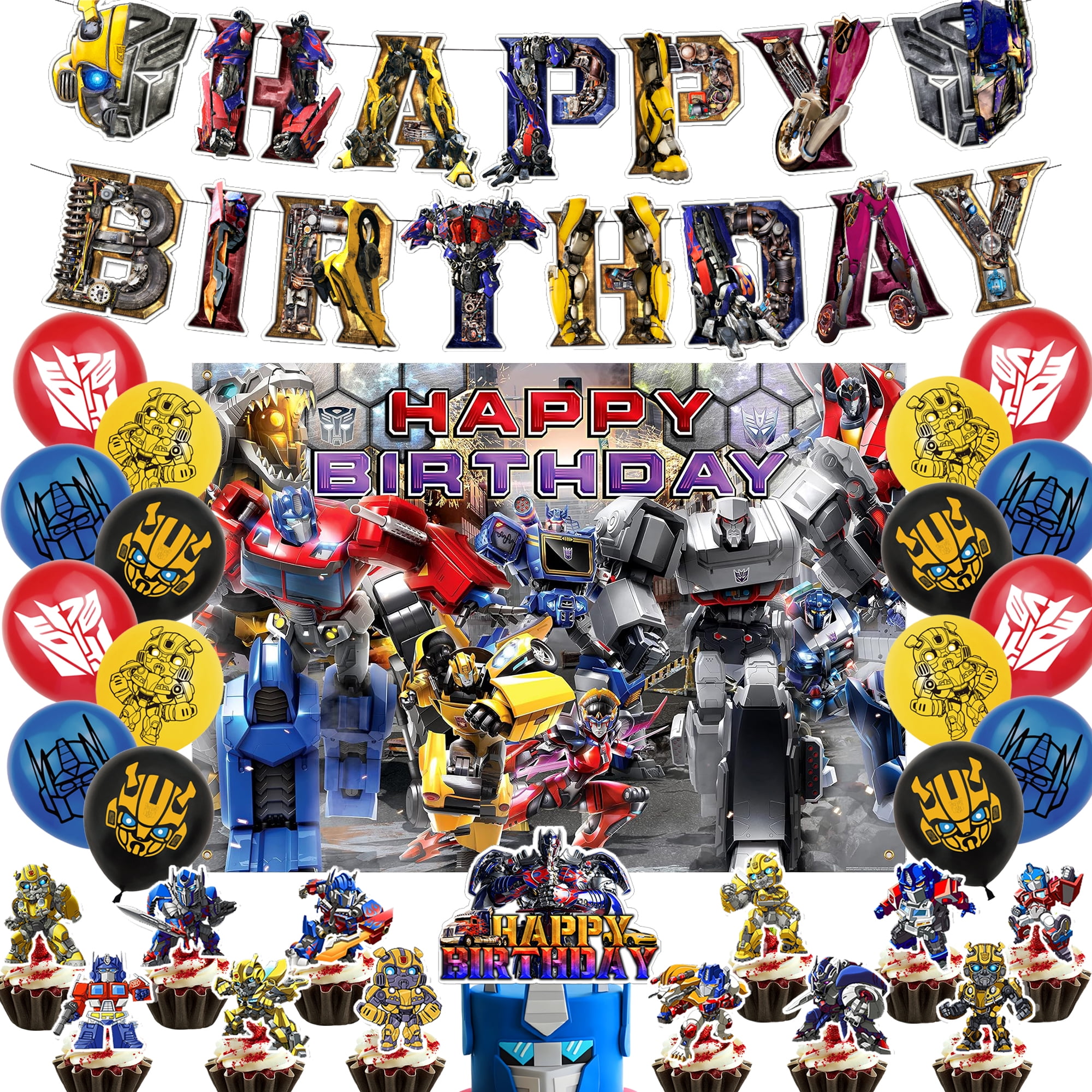 Transformers Birthday Decorations, 57 Pcs Robot Theme Birthday Party ...