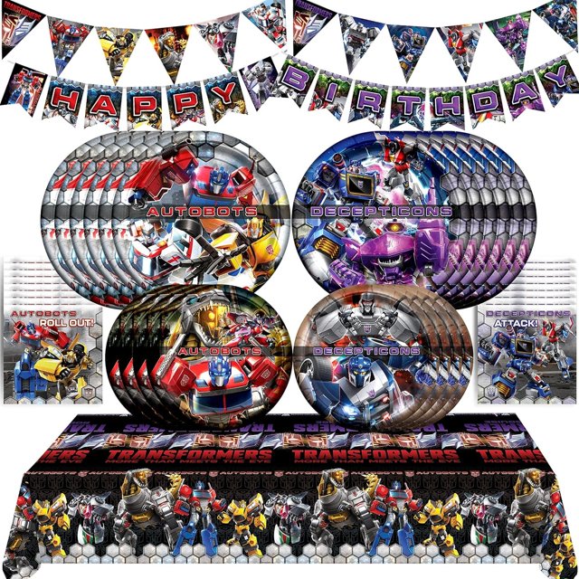 Transformers Themed Party Supplies: Complete Decor Package with Plates ...