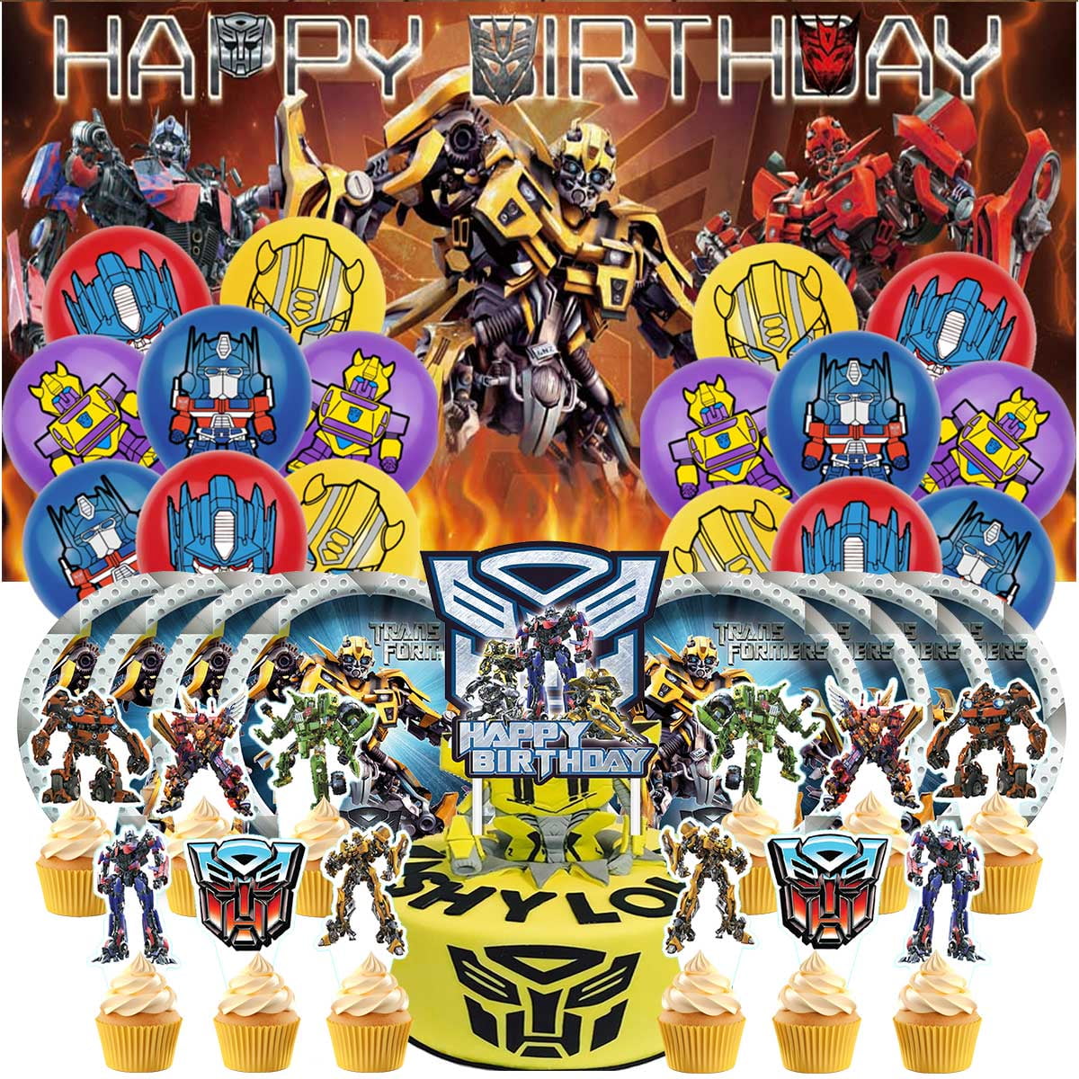 Transformer Birthday Party Supplies Balloons Plates Decoration Cake ...